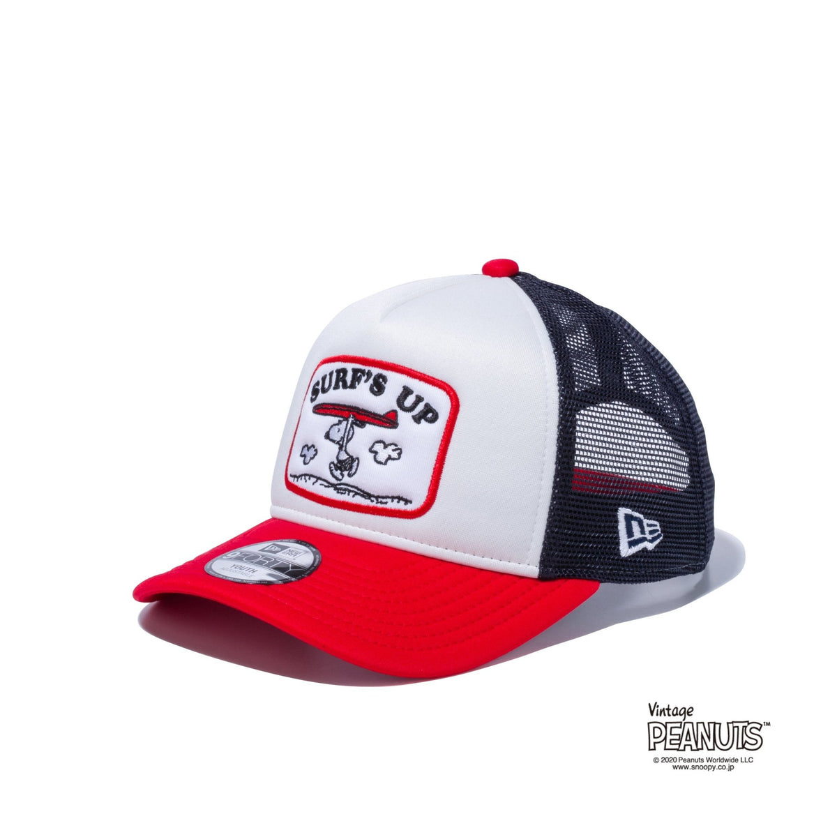 キッズ Youth 9FORTY A-Frame トラッカー PEANUTS ピーナッツ スヌーピー サーフ ホワイト / スカーレット ...